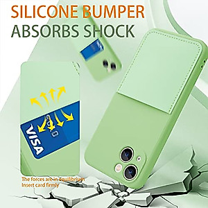 OBHEI Silicone Wallet Phone Case for iPhone 13 6.1 Inch with Credit Card Holder Pocket, Full-Body Bumper Protection Camera Protect Case (Mint Green)
