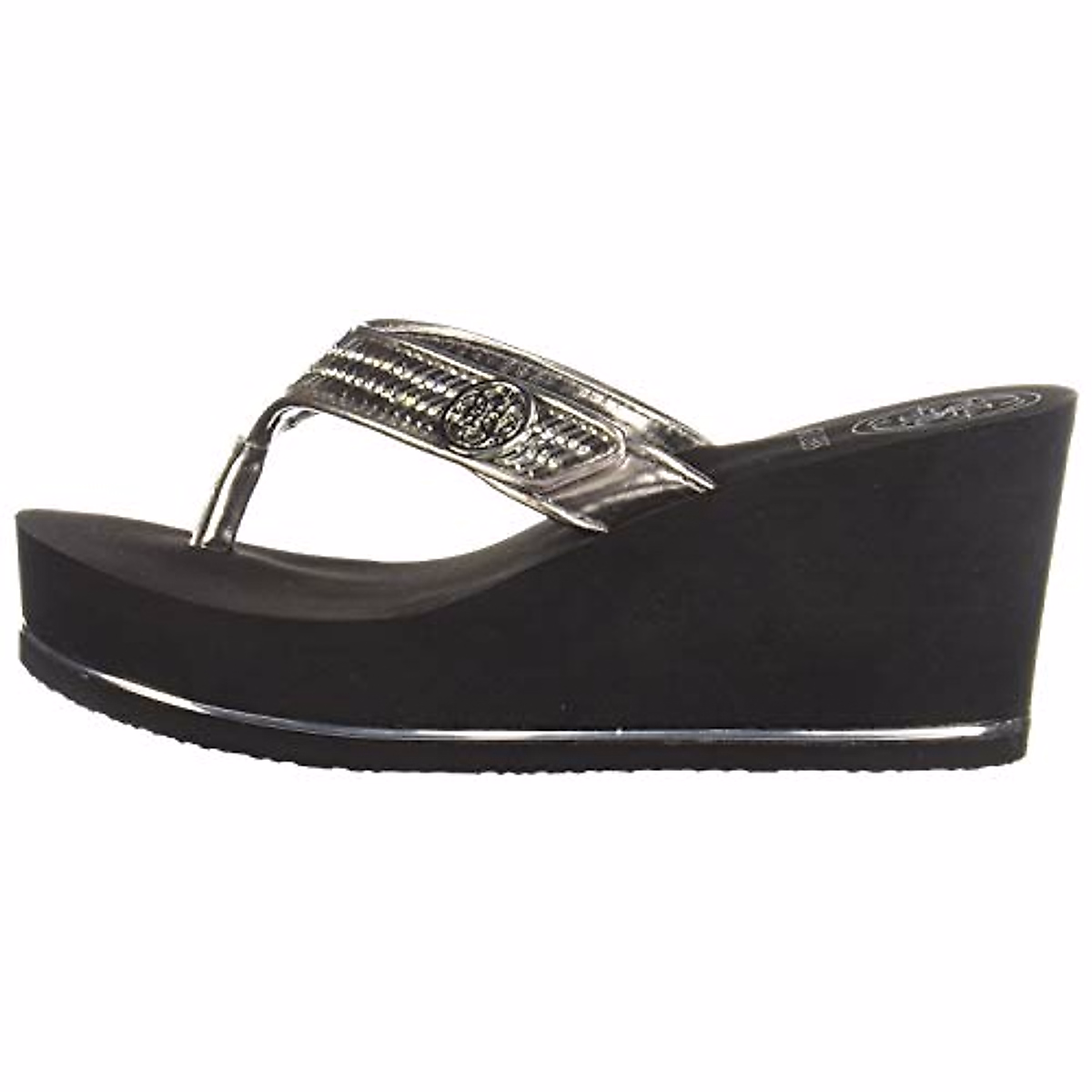 GUESS Womens Sarraly Flip-Flop, Pewter 179, 8 US