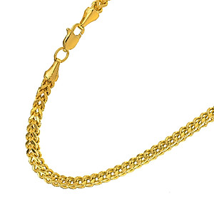 JewelStop 14k 20 Inches Yellow Gold 3.2mm Square Franco Chain, Lobster Claw-20, 10gr.