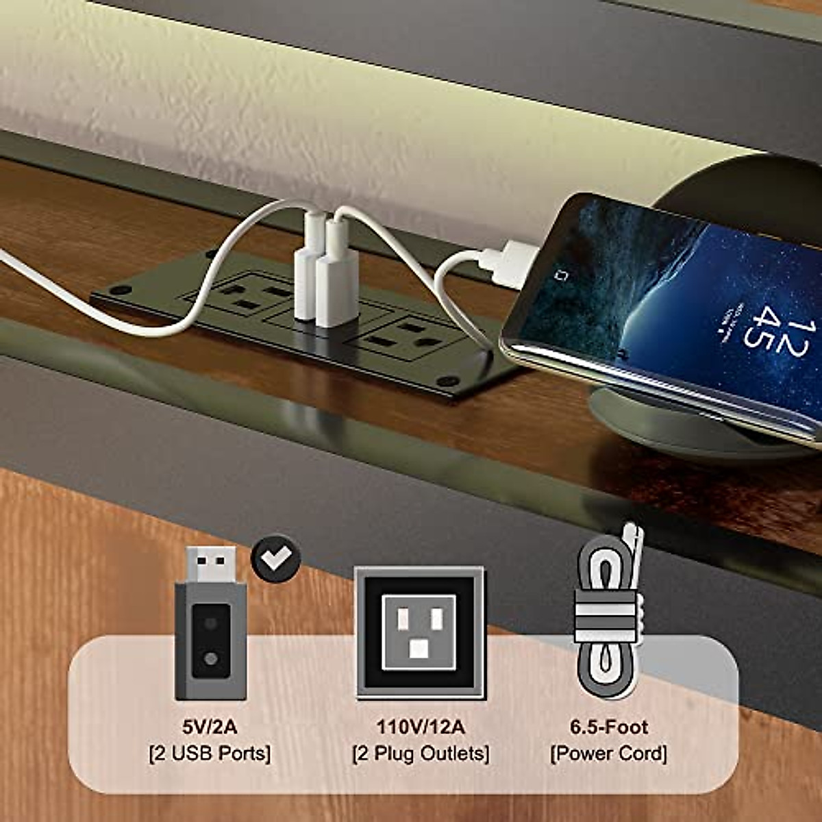 LUXOAK Full Size Bed Frame with 4 Storage Drawers, Wooden Platform Bed with 2-Tires Storage Headboard and Charging Station, No Box Spring Needed/Noise Free/Rustic Brown