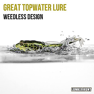 LUNKERHUNT Frog Fishing Lure for Bass Fishing | Realistic Frog Lure with Prop Action (Cane) | Best Topwater Lure Trout and Pike, Fish Bait with Hollow Body, Weedless Hooks