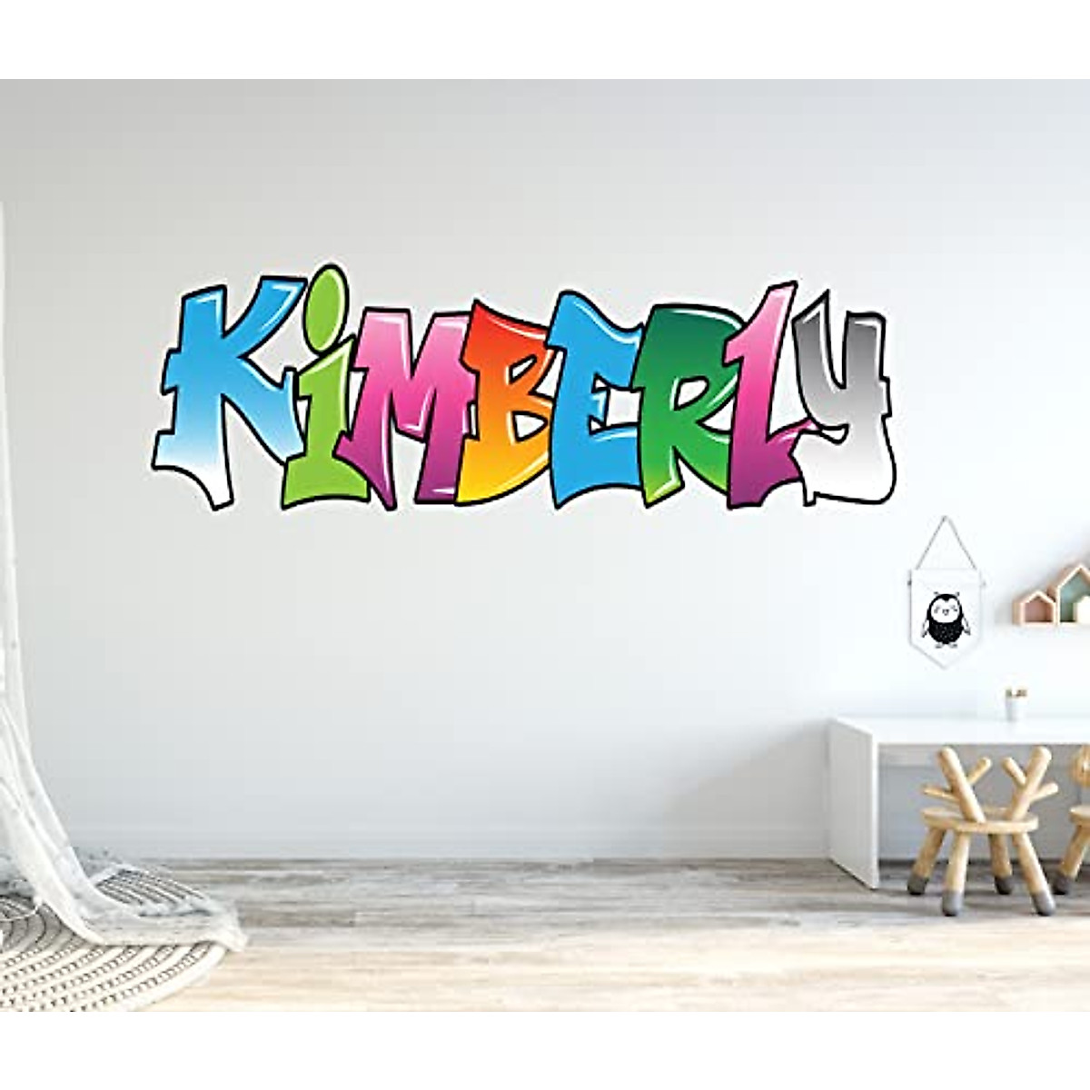 CuteDecals Graffiti Custom Name Wall Decal - Personalized Graffiti Name Art Decal - Unisex Wall Decor - Wall Decal for Nursery Bedroom Decoration (Mini Wide 15''x4'' Height)