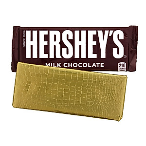 Foil Wrapper - Pack of 100 Candy Bar Wrappers with Thick Paper Backing - Folds and Wraps Well - Best for Wrapping 1.55Oz Hershey/Candies/Chocolate Bars/Gifts - Size 6" X 7.5" (Gold Alligator)