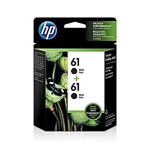 HP 61 | 2 Ink Cartridges | Black | Works with HP DeskJet 1000 1500 2050 2500 3000 3500 Series, HP ENVY 4500 5500 Series, HP OfficeJet 2600 4600 Series | CZ073FN