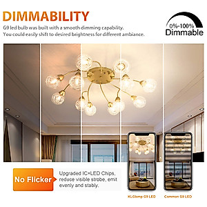 KLG G9 Dimmable LED Light Bulb 5W Warm White 3000K, 40W 60W Halogen Equivalent, G9 Bi-Pin Base Bulbs, 500LM, AC 120V for Home Lighting, Pack of 5