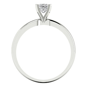 Clara Pucci 0.50 ct Princess Cut Solitaire Lab Created White Sapphire Bridal Designer Anniversary Engagement Ring 14k White Gold 3.5