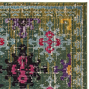 SAFAVIEH Monaco Collection Area Rug - 8' x 10', Green & Multi, Boho Diamond Trellis Design, Non-Shedding & Easy Care, Ideal for High Traffic Areas in Living Room, Bedroom (MNC244G)