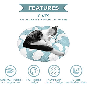 Whiskers & Friends Cat Bed, Cat Beds for Indoor Cats Washable, Small Dog Bed Calming Pet Bed, Cat Beds & Furniture, Large Cat Bed, Kitty Kitten Bed