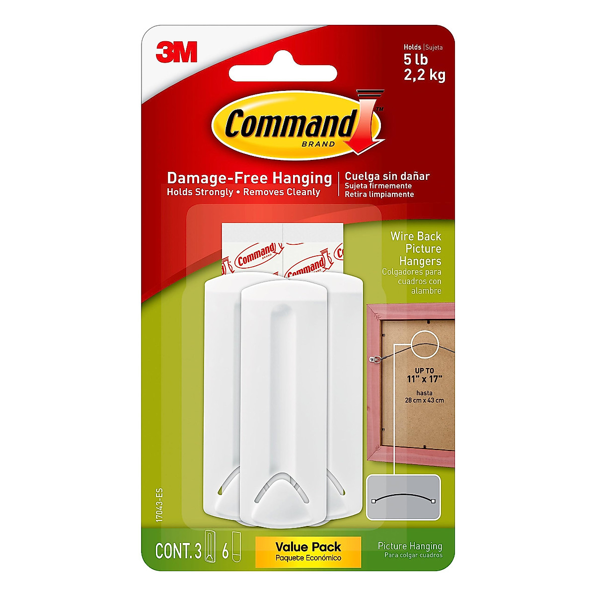 Command 17043 Universal Picture Hanger, Large, White, 3 Count