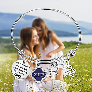 HOLLP 1922 SGR Sorority Jewelry SGR Bracelet Not Sis-ters by Blood But Sis-ters by Heart Bracelet Sis-ter Gift for Sorority Women(Bracelet-2)
