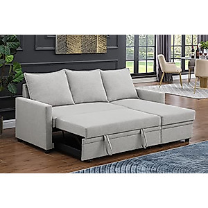 Devion Furniture Andy Sectional Sleeper Sofa Bed, Light Gray