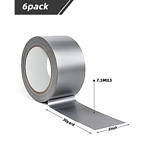 WeLiu Silver Duct Tape 2in x 30Yards 6-Pack Heavy Duty Duct Tape Flexible No Residue Strong Waterproof Tear by Hand Indoor & Outdoor Use