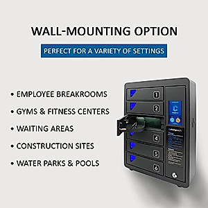 ChargeTech Cell Phone Charging Station Locker w/6 Digital Pin Activated Locking Bays - Lockers Include 1 Apple Lightning and 1 Type-C PD (Model: PPL6)