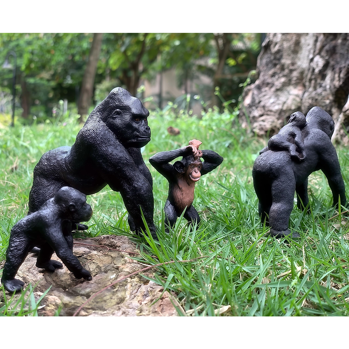 Gemini&Genius King Kong Toys, Safari Animal Toys Gorilla Family Figurines, Wildlife World Action Figure, Backyards Garden Flowerpot Room Decoration, Cup Cake Toppers for Ages 3 Years Old & Up Kids