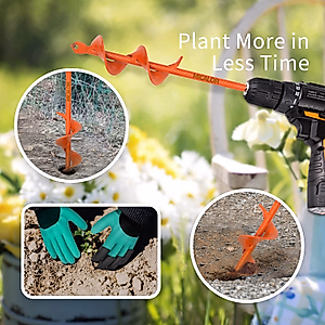 MICALOR Auger Drill Bit for Planting Set of 4, Garden Ground Earth Spiral Drill Bit for 3/8" Hex Drive Drill, Easy Bulb Auger for Post Hole Digger Flowers