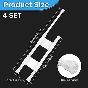 Worldity 4 Set Double Rv Refrigerator Bars, Adjustable Spring Tension Fridge Rod Extendable to 9.8-16.7inch, Non-Slip Rv Refrigerator Accessories, Small Tension Rod for Holding Food Drinks in Place