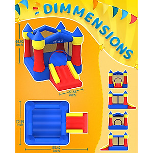 AirMyFun Toddler Bounce House with Blower for Kids 3-8, Inflatable Bouncy Jumping Castle with Slide, Indoor/Outdoor Jump Bouncer House, 82011A