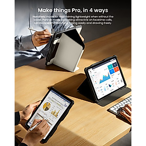 tomtoc iPad Pro Case Ultra Detachable for 11-inch iPad Pro 4th/3rd Gen (M2&M1), Protective Case with Airbag Protectors & 3 Magnetic Stand Modes Cover, Supporting Wireless Apple Pencil Charging