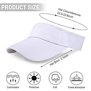 Ultrafun Unisex Sports Sun Visor Adjustable UV Protection Sun Hat Cap for Beach Pool Golf Tennis (12Pack-White)