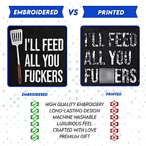 Exzillant - Embroidered Funny Aprons for Men - 3 pockets - Birthday, Christmas and Cooking Gifts for Dad, Brother, Husband - Polycotton -Black