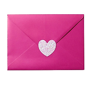 200-Pack 1.5-Inch Holographic Glitter Heart Stickers, Adhesive Sparkle Decals, Envelope Seal Stickers for Wedding, Birthday, and Graduation Invitations, Crafting Supplies (Light Pink)