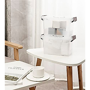 YYXB 8 Pack Plastic Storage Latch Bins, 4.5 Quart Clear Plastic Handle Box with Lids and Handle, Multi-Purpose, 4 Litre