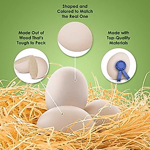 SunGrow Fake Eggs for Laying Hens in Chicken Coop, Train to Lay Inside Nest Box, Beige, 4 Pcs per Pack