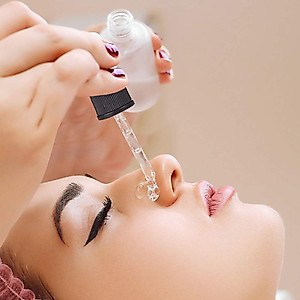 PH PandaHall Set of 12, Glass Eye Droppers for Essential Oil 30ml (1 Ounce) Pressure Rotating Cover Oil Droppers Pipettes Roller Tops for Essential Oil Bottles