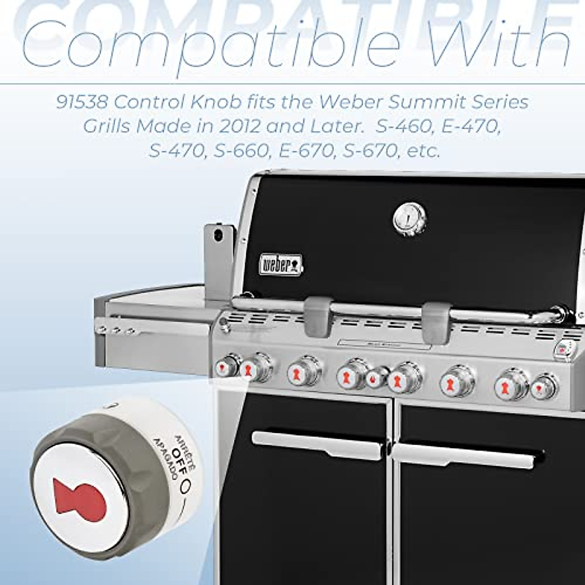 ArrogantF 91538 Lighted Control Knobs Replacements for Weber Some Summit 400/600 Grills E-470, E-670, S-460, S-470, S-660, S-670