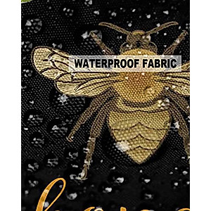 Vandarllin Outdoor Throw Pillows Covers 18X18 Set of 2 Waterproof Floral Sunflower Wreath Decorative Zippered Lumbar Cushion Covers for Patio Furniture, Bee Honey Black