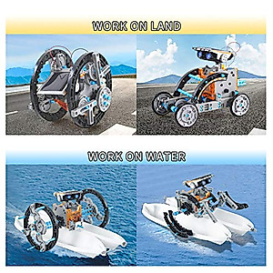 CUDNY Robot Kit 12-in-1 Science STEM Solar Robot Kit Toys for Kids - 190 Pieces DIY Building Science Experiment Kit for Kids Aged 8-10 and Older, Educational DIY Assembly Kit with Solar Powered