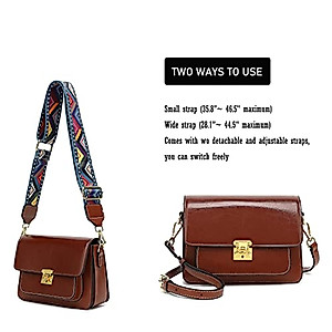 LL LOPPOP Small Retro Split Genuine Leather Crossbody Shoulder Bag for Women, Clutch Square Purses Handbags with Two Adjustable Straps 204204