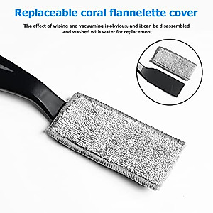 AUCELI Double Head Brush for Car Clean, Soft Nylon Hair and Coral Fleece, Auto Exterior Interior Detailing Brushes, Vehicle Cleaning Kit for Wheels, Engine Bay, Leather Seats, Air Vents (Black/2PCS)