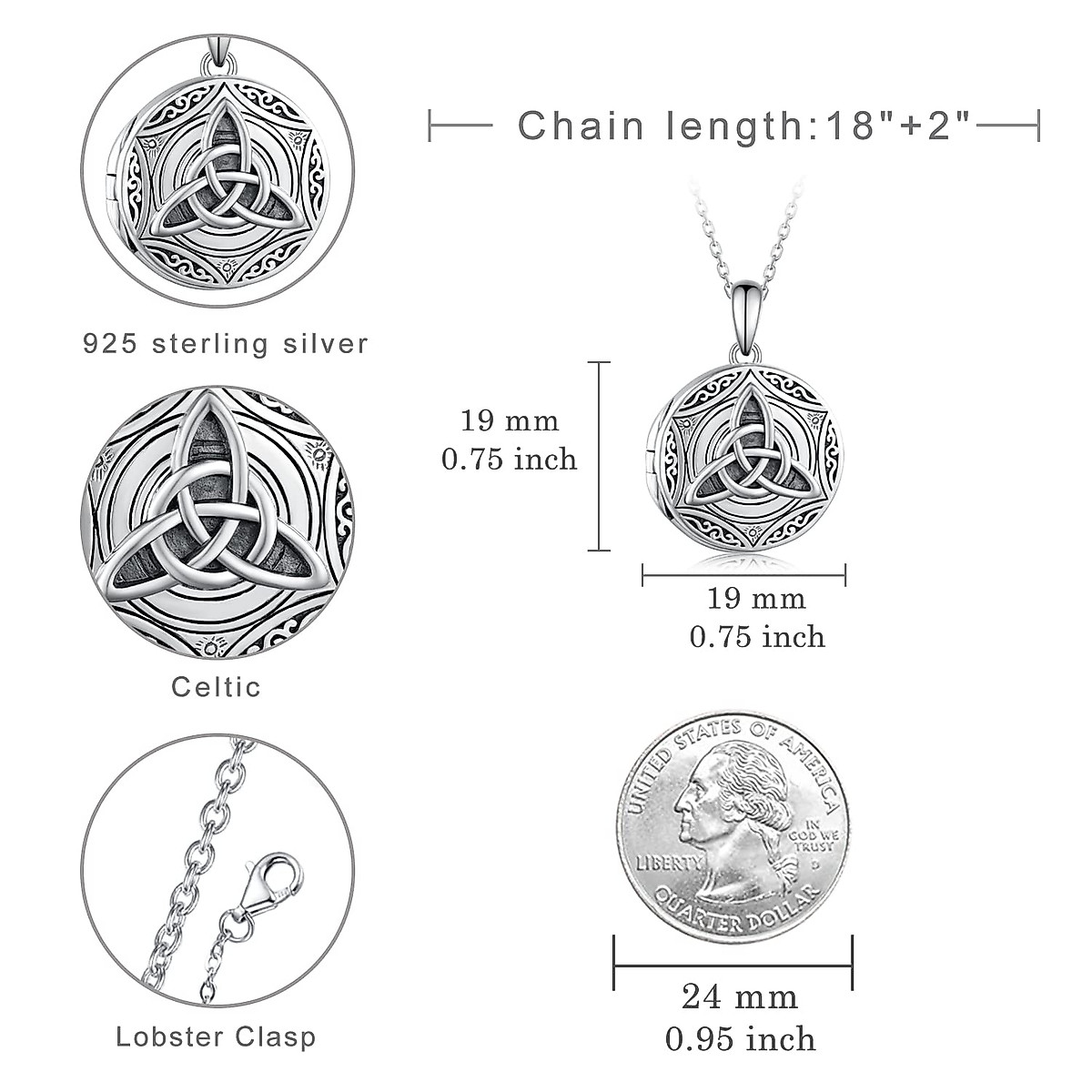 Irish Locket Celtic Locket Necklace That Holds Pictures Photo Keep Someone Near to You Sterling Silver