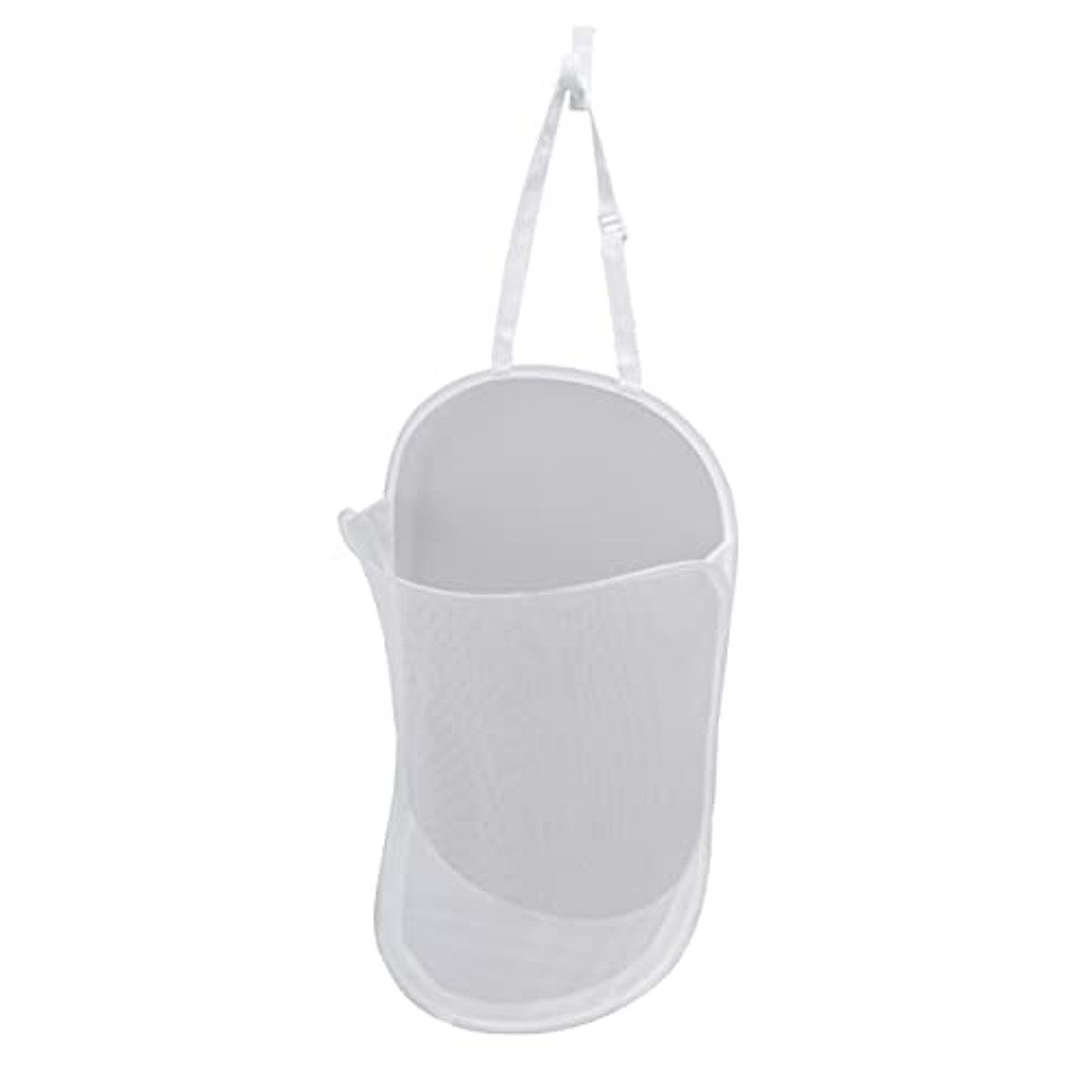 Smart Design Deluxe Over The Door Mesh Pop Up Laundry Hamper with Hook and Adjustable Strap - Set of 2 - Holds 3 Loads - College, Kids Bedroom Storage, Towel Basket Bag - 17 x 28 Inch - White