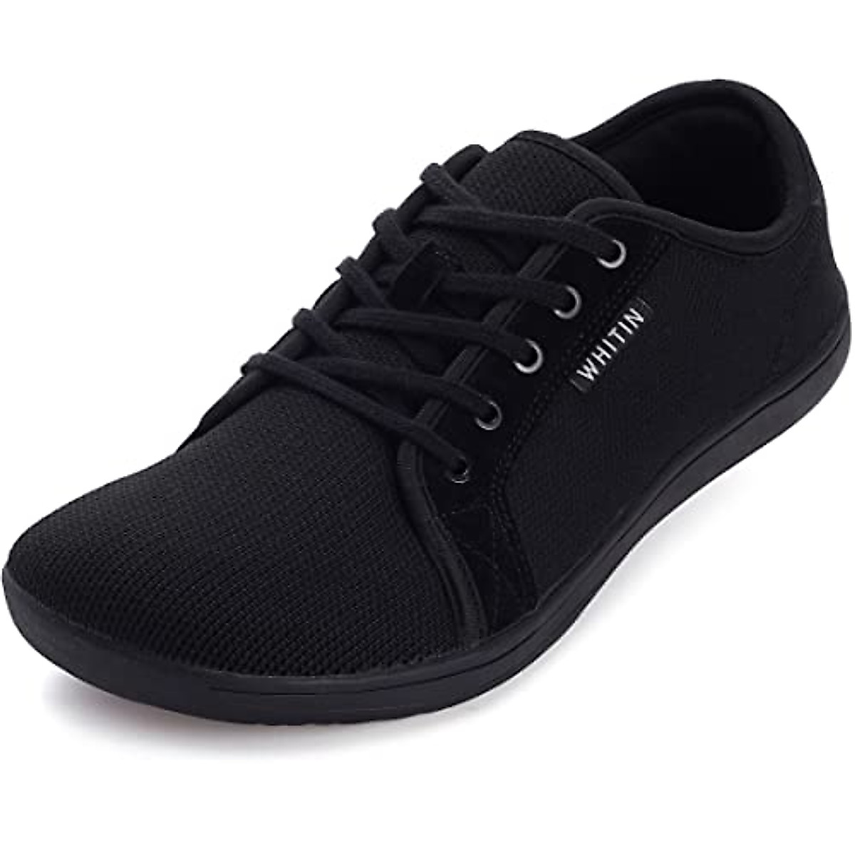 WHITIN Men's Extra Wide Width Fashion Barefoot Sneakers Zero Drop Sole W81 Size 11W Minimus Weightlifting Minimalist Tennis Shoes Walking All Black 44