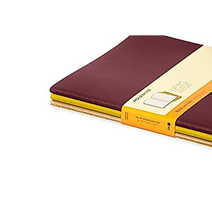 Moleskine Cahier Journal, Soft Cover, XL (7.5" x 9.5") Ruled/Lined, Cranberry Red, Mustard Yellow, Kraft Brown, 120 Pages (Set of 3)