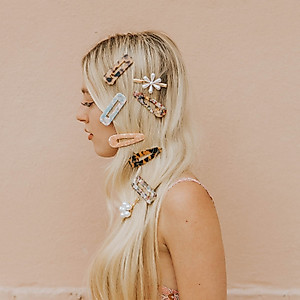 FALADOO 30pcs Resin Hair Clips Set, Acrylic Alligator Clips Hair Accessories Leopard Print Hair Barrettes for Women (Multicolor-30pcs)