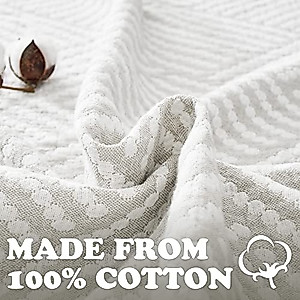 jinchan Grey Throw Blanket Boho Throw Blanket for Couch Cozy Blanket Cotton Bed Throw 3 Layer Spring Throw Blanket Coverlet Geometric Quilt Soft Blanket Baby Kid Gift 50x60 Inch