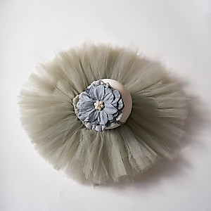 Baby Photography Props Tutu Skirt Headdress Newborn Girl Photo Shoot Outfits Infant Princess Costume Clothes Grey