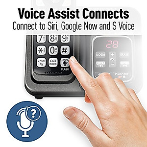 PANASONIC Expandable Cordless Phone System with Link2Cell Bluetooth, Voice Assistant, Answering Machine and Call Blocking - 4 Cordless Handsets - KX-TGD564M (Metallic Black)