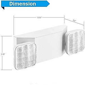 EXITLUX 1 Pack LED Emergency Lighting Fixture with 2 LED Heads-Hardwired Adjustable White Commercial Emergency Lights with Battery Backup for Power Failure