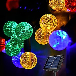 BeHiller Raspberry Solar Christmas Lights Outdoor, 50LED Globe String Lights with Tree Christmas Decotations,Twinkle Fairy Garden Solar Decorative Lights for Xmas Tree, Wedding, Party
