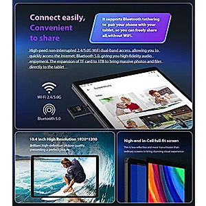 Android 12 Tablet 10.4 Inch, 15GB RAM 128GB Storage 1TB Expand, Octa-Core Processor, 1920 * 1200 InCell IPS, 13MP Camera, 8000mah, 2.4/5G Wi-Fi, Bluetooth 5.0, GPS, LNMBBS, Gray