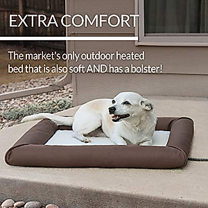 K&H Pet Products Deluxe Lectro-Soft Outdoor Heated Bed Large Chocolate/Tan 34.5" x 44.5" 60W