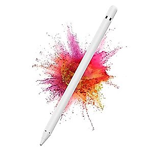 DOGAIN Active Stylus Pen for Android,iOS, iPad/iPad 2/New iPad 3/iPad4/iPad Pro/iPad Mini/iPad Mini 2/3 /4 and Most Tablet,1.5mm Fine Point Rechargeable Digital Stylus Pen（White）