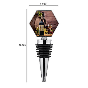 2 Pack Sublimation Blank Wine Bottle Stoppers, Reusable Wine Stoppers Aluminum Heat Transfer Red Wine Stoppers DIY Blank Wine Accessories for Gift, Bar, Party, Wedding(Hexagon)