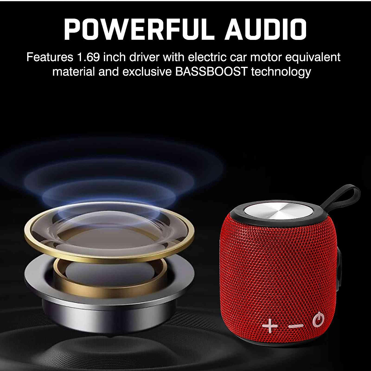 Bluetooth Speaker: Powerful Stereo Sound, IPX7 Waterproof, True Wireless Stereo Pairing, Portable Design, Bluetooth V5.2 - Perfect for Nokia 225 4G, Beach, Outdoor, Home, Parties, Scooter & More - Red