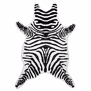 nuLOOM Jayla Machine Washable Zebra Faux Cowhide Area Rug, 5' 9" x 7' 7", Black and White
