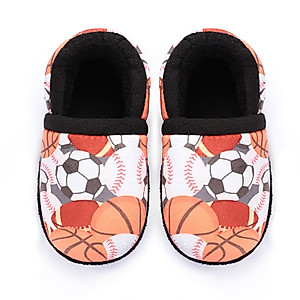 Boys Home Slippers Kids Warm Bedroom Slippers Fur Lined Winter Indoor Shoes (Toddler/Little Kid/Big Kid)